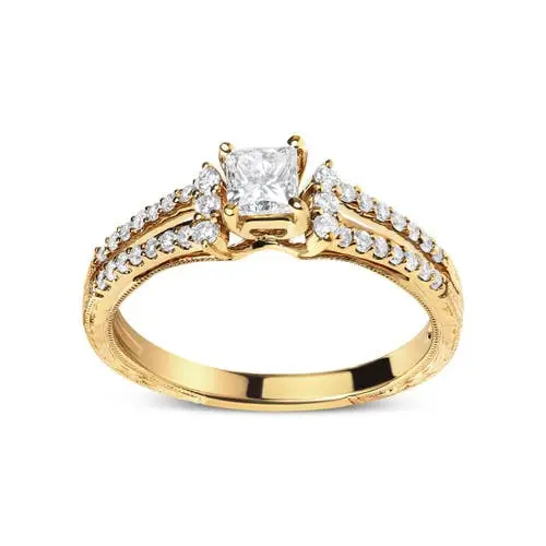 HAUS OF BRILLIANCE 14k Gold 5/8 Cttw Diamond Engagement Ring - Yellow