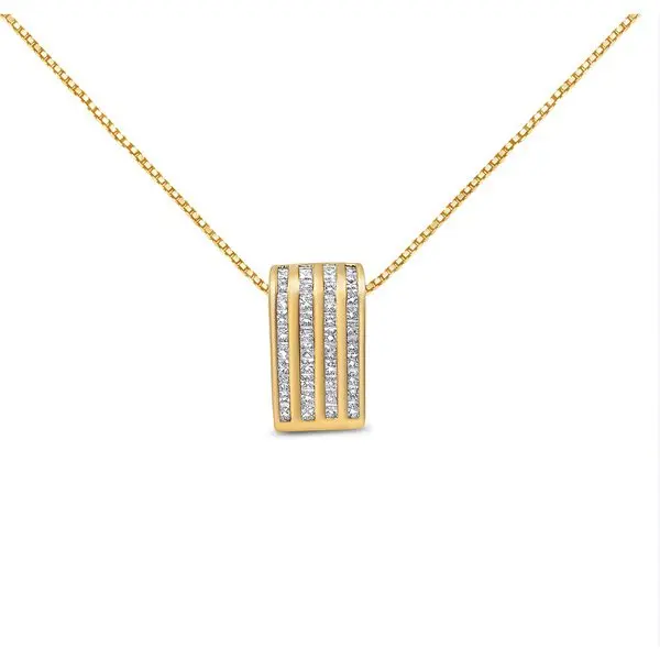 HAUS OF BRILLIANCE 14k Gold 2 1/3 Cttw Princess Cut Diamond Pendant Necklace - Yellow