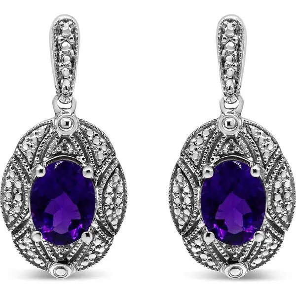HAUS OF BRILLIANCE Diamond Accent And Amethyst Stud Earrings - White