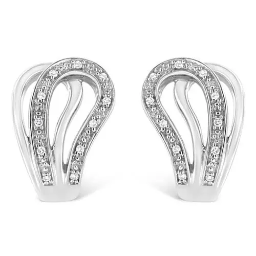 HAUS OF BRILLIANCE Silver Pave-set Diamond Horseshoe Hoop Earrings - White