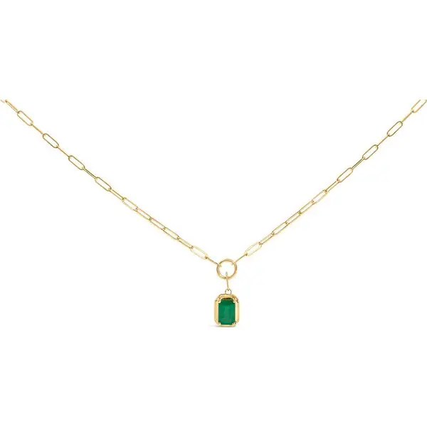 HAUS OF BRILLIANCE 10k Gold Emerald Solitaire Pendant Necklace - Yellow