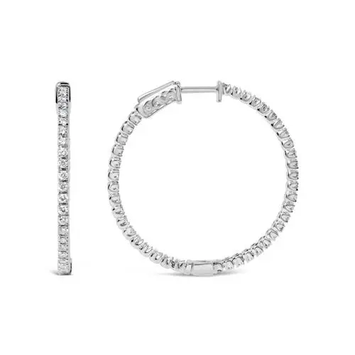 HAUS OF BRILLIANCE 14k Gold 1 1/2 Cttw Lab Grown Diamond Hoop Earrings - White