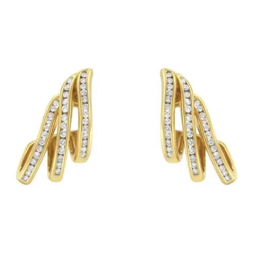 HAUS OF BRILLIANCE 10k Gold 1 Cttw Diamond Hoop Earrings - Yellow