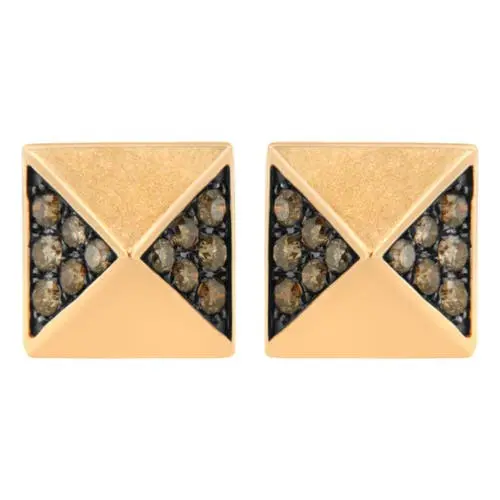 HAUS OF BRILLIANCE 14k Rose Gold 1/4 Ct Brown Diamond Pyramid Stud Earrings - Pink