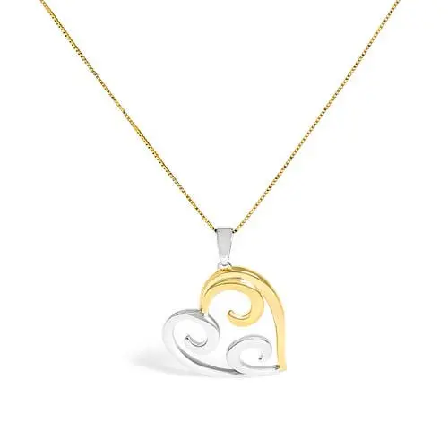 HAUS OF BRILLIANCE 10k Gold Over Silver Open Heart Pendant Necklace - Yellow