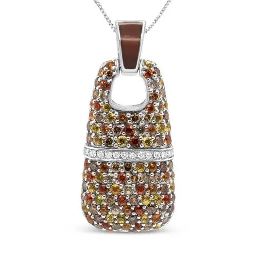 HAUS OF BRILLIANCE Sterling Silver Pendant Necklace With Diamonds And Sapphires - White