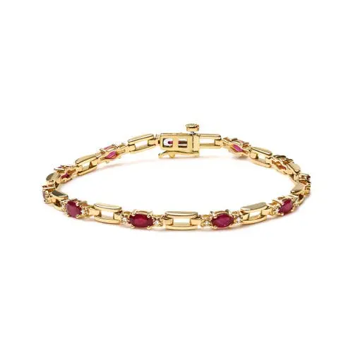 HAUS OF BRILLIANCE 10k Gold Ruby And Diamond Bracelet - Yellow