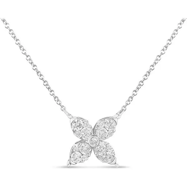 HAUS OF BRILLIANCE 10k Gold 0.50 Cttw Diamond Marquise 4-leaf Clover Pendant Necklace - White