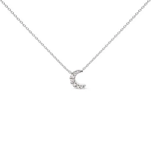 HAUS OF BRILLIANCE 10k Gold Diamond Crescent Moon Pendant Necklace - White