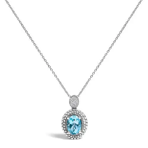 HAUS OF BRILLIANCE Sterling Silver Topaz And Diamond Pendant Necklace - White