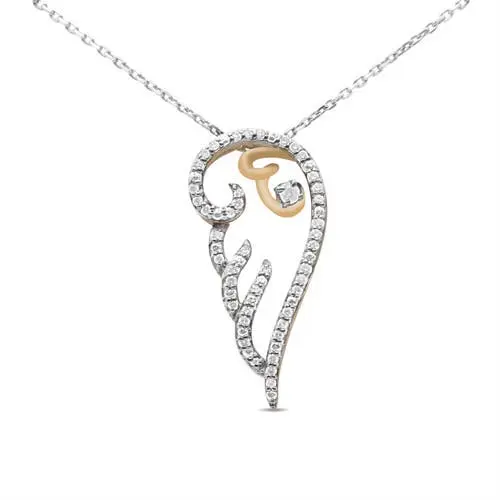 HAUS OF BRILLIANCE 10k Gold Over Silver 1/4ctw Diamond Angel Wing Pendant Necklace - Yellow
