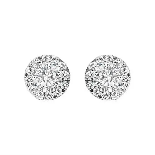 HAUS OF BRILLIANCE 14k Gold 1/2 Ct Lab-grown Diamond Halo Stud Earrings - White
