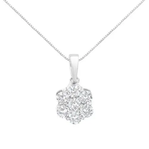 HAUS OF BRILLIANCE 14k Gold Diamond Flower Pendant Necklace - White