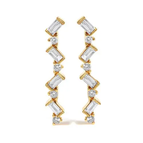 HAUS OF BRILLIANCE 14k Gold 1/2ctw Diamond Zig Zag Drop Earrings - Yellow