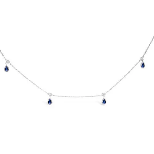 HAUS OF BRILLIANCE 10k Gold Sapphire And Diamond Necklace - White