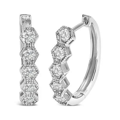 HAUS OF BRILLIANCE 14k Gold 1/2 Ct Diamond Hoop Earrings - White