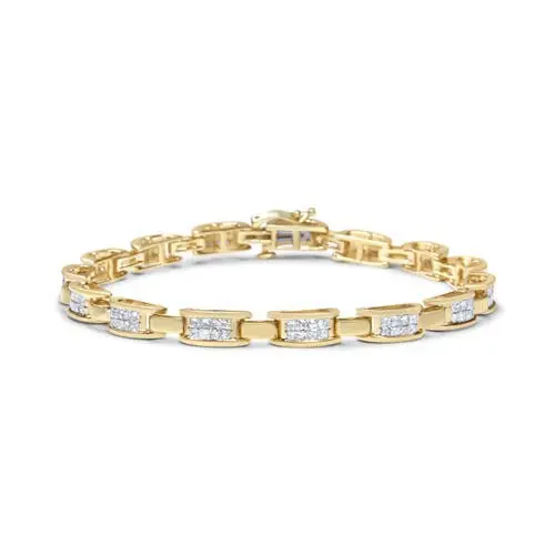 HAUS OF BRILLIANCE 10k Gold 2.0 Ctw Princess Diamond Link Bracelet - Yellow