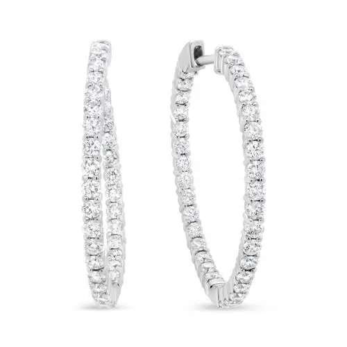 HAUS OF BRILLIANCE 18k Gold 3 5/8 Cttw Round Diamond Hoop Earrings - White