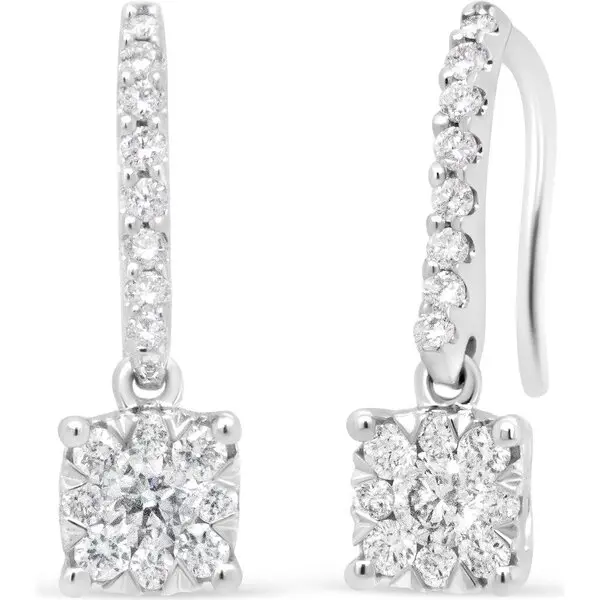 HAUS OF BRILLIANCE 14k Gold 1/2 Cttw Diamond Dangle Hook Earrings - White