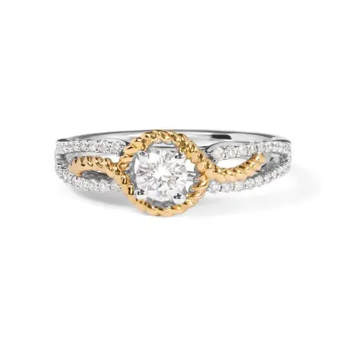 HAUS OF BRILLIANCE 14k Two-toned Gold 3/8 Cttw Diamond Engagement Ring - Yellow