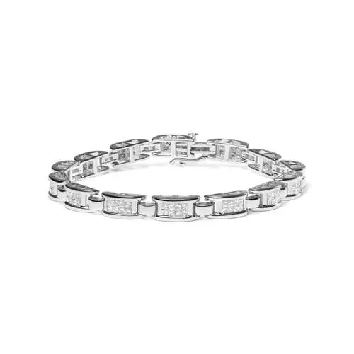 HAUS OF BRILLIANCE 14k Gold 3.0 Cttw Princess Diamond Link Tennis Bracelet - White