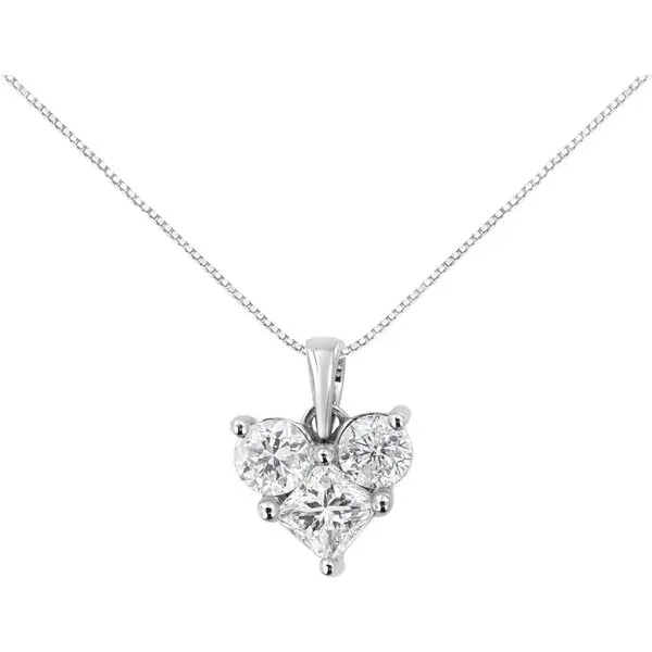 HAUS OF BRILLIANCE 10k Gold 1.0 Cttw Diamond Heart Pendant Necklace - White