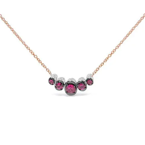 HAUS OF BRILLIANCE 18k Gold Diamond And Ruby Choker Necklace - Pink