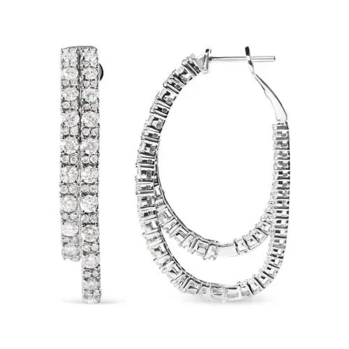 HAUS OF BRILLIANCE 14k Gold 4.0 Cttw Diamond Double-hoop Earrings - White