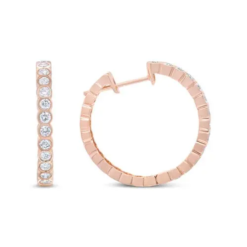HAUS OF BRILLIANCE 18k Rose Gold 1 Cttw Diamond Hoop Earrings - Pink