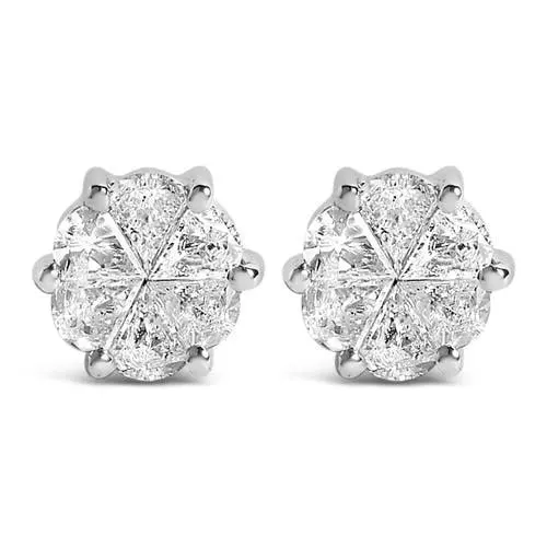 HAUS OF BRILLIANCE 14k Gold 1.00 Cttw Pie Cut Diamond Stud Earrings - White