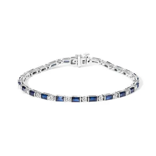 HAUS OF BRILLIANCE 14k Gold 1 1/10 Cttw Diamond And Sapphire Link Bracelet - White