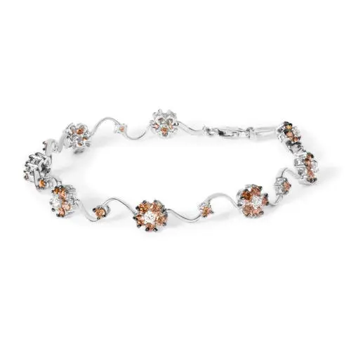 HAUS OF BRILLIANCE 10k Gold 4.0 Cttw Diamond Floral Link Bracelet - White