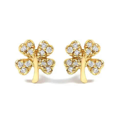 HAUS OF BRILLIANCE 10k Gold Diamond Accent Clover Stud Earrings - Yellow
