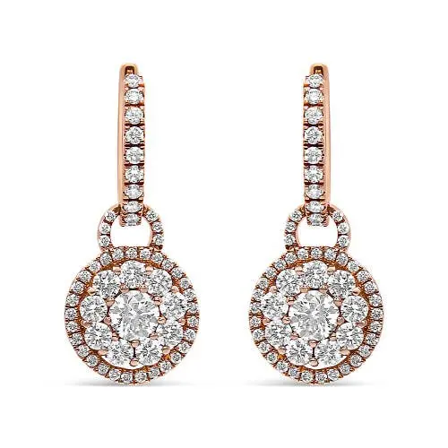 HAUS OF BRILLIANCE 18k Rose Gold 1 1/2 Cttw Diamond Dangle Earrings - Pink