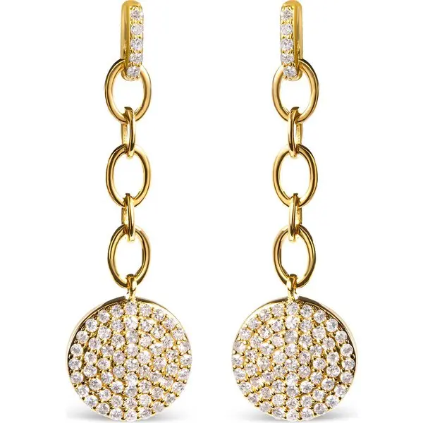 HAUS OF BRILLIANCE 14k Gold 1.0 Ct Diamond Dangle Chain Earrings - Yellow