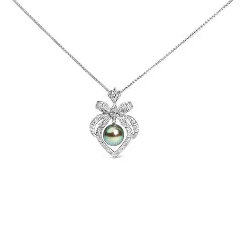 HAUS OF BRILLIANCE 18k Diamond And Tahitian Pearl Pendant Necklace - White