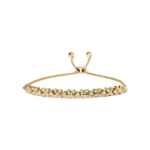 HAUS OF BRILLIANCE 18k Gold Plated Diamond Bolo Bracelet - Yellow