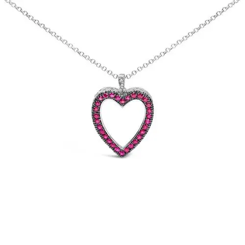 HAUS OF BRILLIANCE 18k Diamond And Ruby Heart Pendant Necklace - White