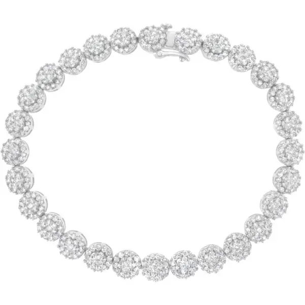 HAUS OF BRILLIANCE 14k Gold 3-3/4 Cttw Diamond Cluster Link Tennis Bracelet - White