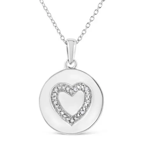 HAUS OF BRILLIANCE 925 Sterling Silver Diamond Accent Heart Pendant Necklace - White