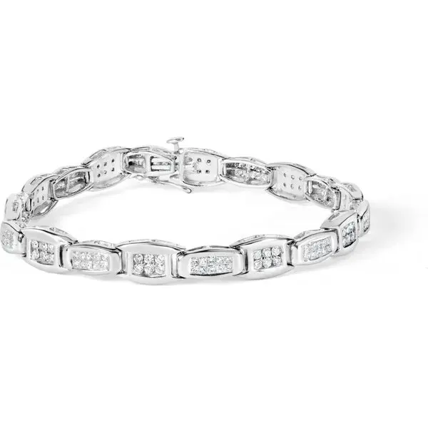 HAUS OF BRILLIANCE 14k Gold 2-1/2 Cttw Diamond Flared Links Tennis Bracelet - White
