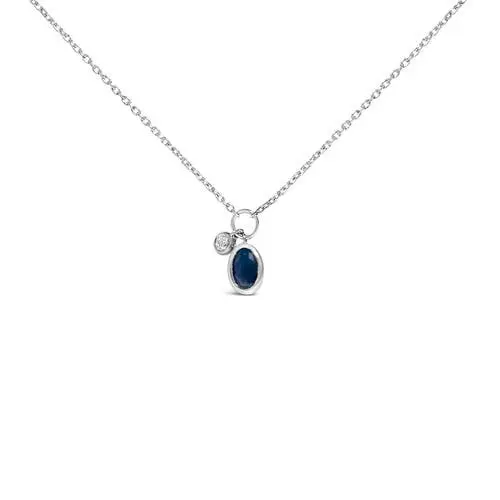 HAUS OF BRILLIANCE 10k Gold Sapphire And Diamond Pendant Necklace - White