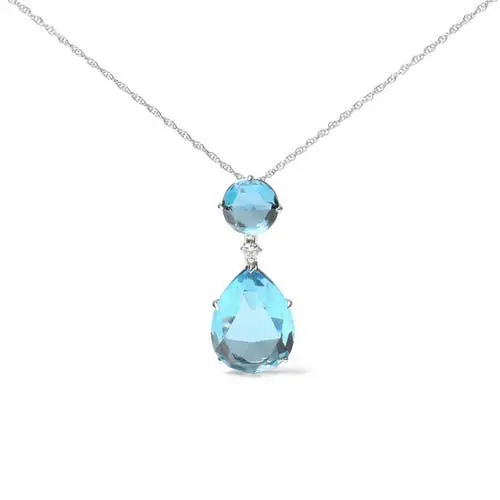 HAUS OF BRILLIANCE 18k Gold Diamond Accent Topaz Drop Pendant Necklace - White