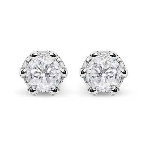 HAUS OF BRILLIANCE 14k Gold 1.0 Cttw Diamond Crown Stud Earrings - White