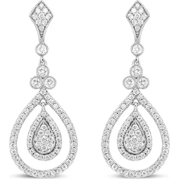 HAUS OF BRILLIANCE 18k Gold 1 1/4 Ctw Round Diamond Dangle Earrings - White