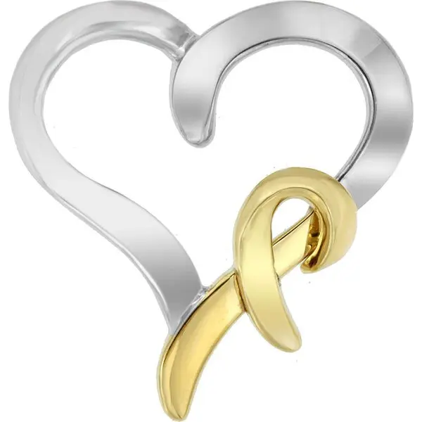 HAUS OF BRILLIANCE 925 Sterling Silver And 14k Gold Heart Shaped Pendant Necklace - Yellow