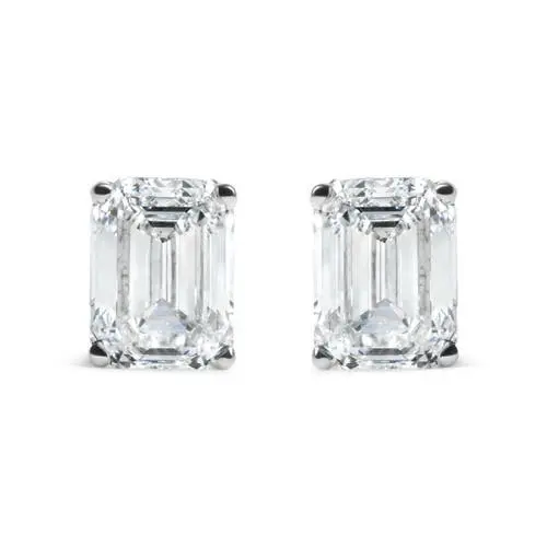 HAUS OF BRILLIANCE 14k Gold 2.0 Ct Emerald Lab Grown Diamond Stud Earrings - White