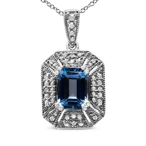 HAUS OF BRILLIANCE Silver Topaz And Diamond Accent Pendant Necklace - White