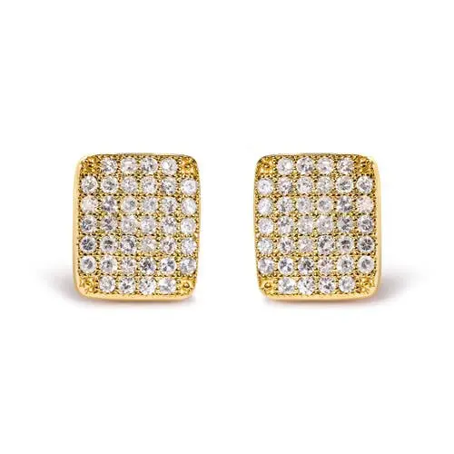 HAUS OF BRILLIANCE 14k Gold 0.50 Cttw Diamond Square Stud Earrings - Yellow