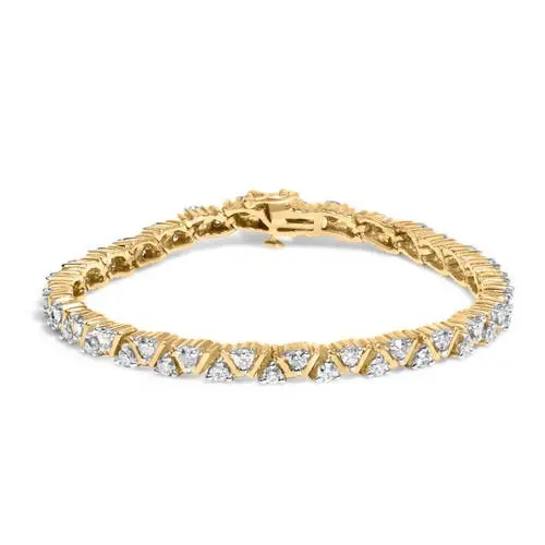 HAUS OF BRILLIANCE 14k Gold 4.00 Cttw Diamond Triangle Link Tennis Bracelet - Yellow